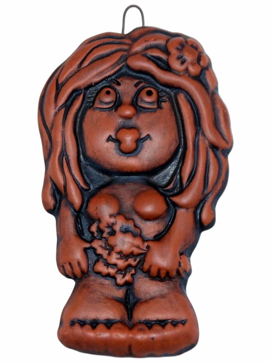 Панно, Плакетка "Девочка", глина, керамика, ручная работа