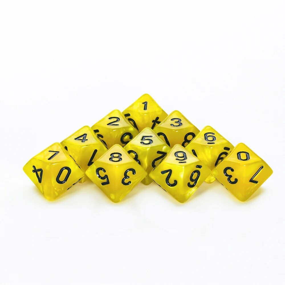 Набор игральных костей D10, 10 шт, Желтый, A02