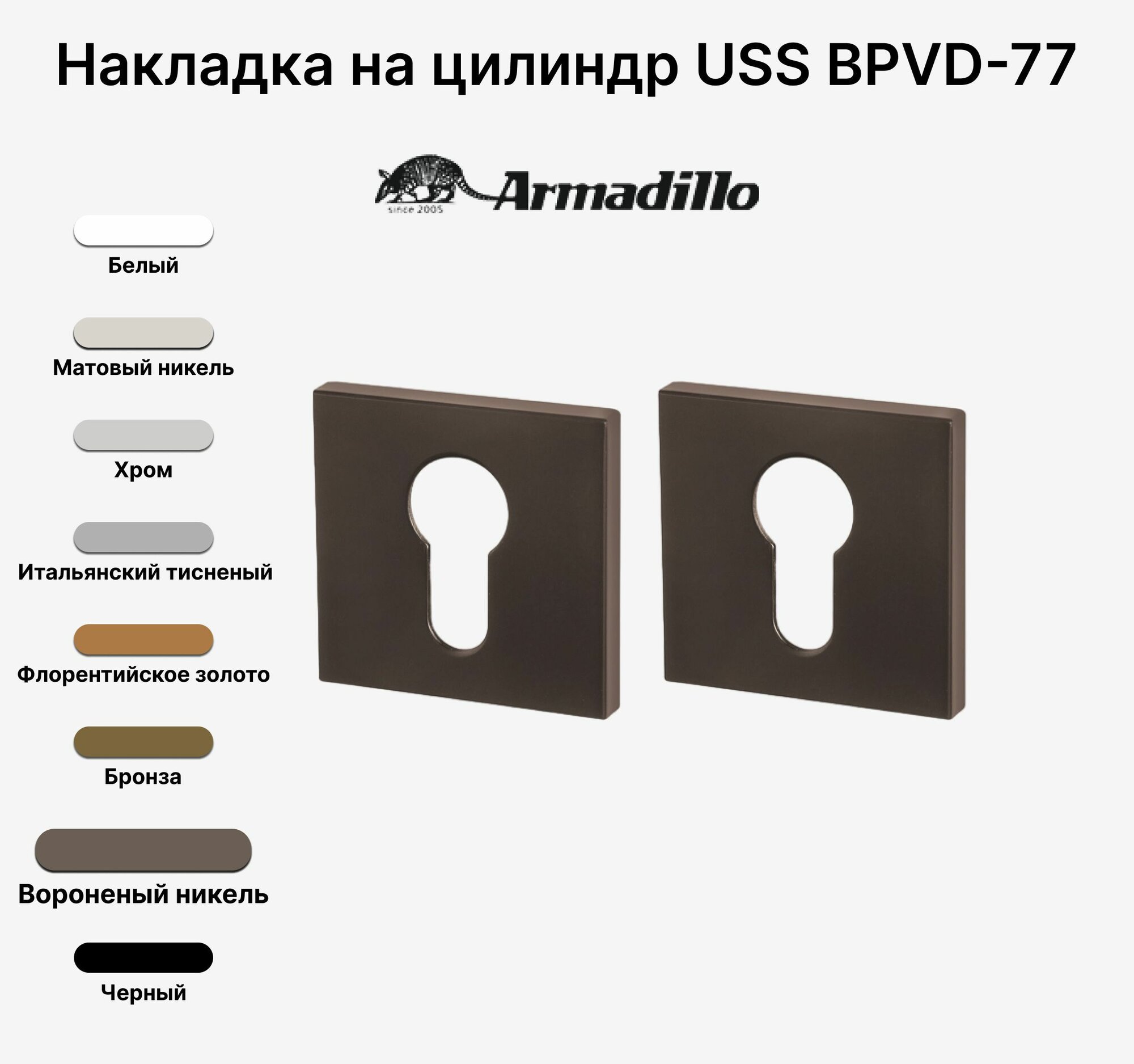 Накладка Armadillo CYLINDER, вороненый никель, квадратная, 155 мм