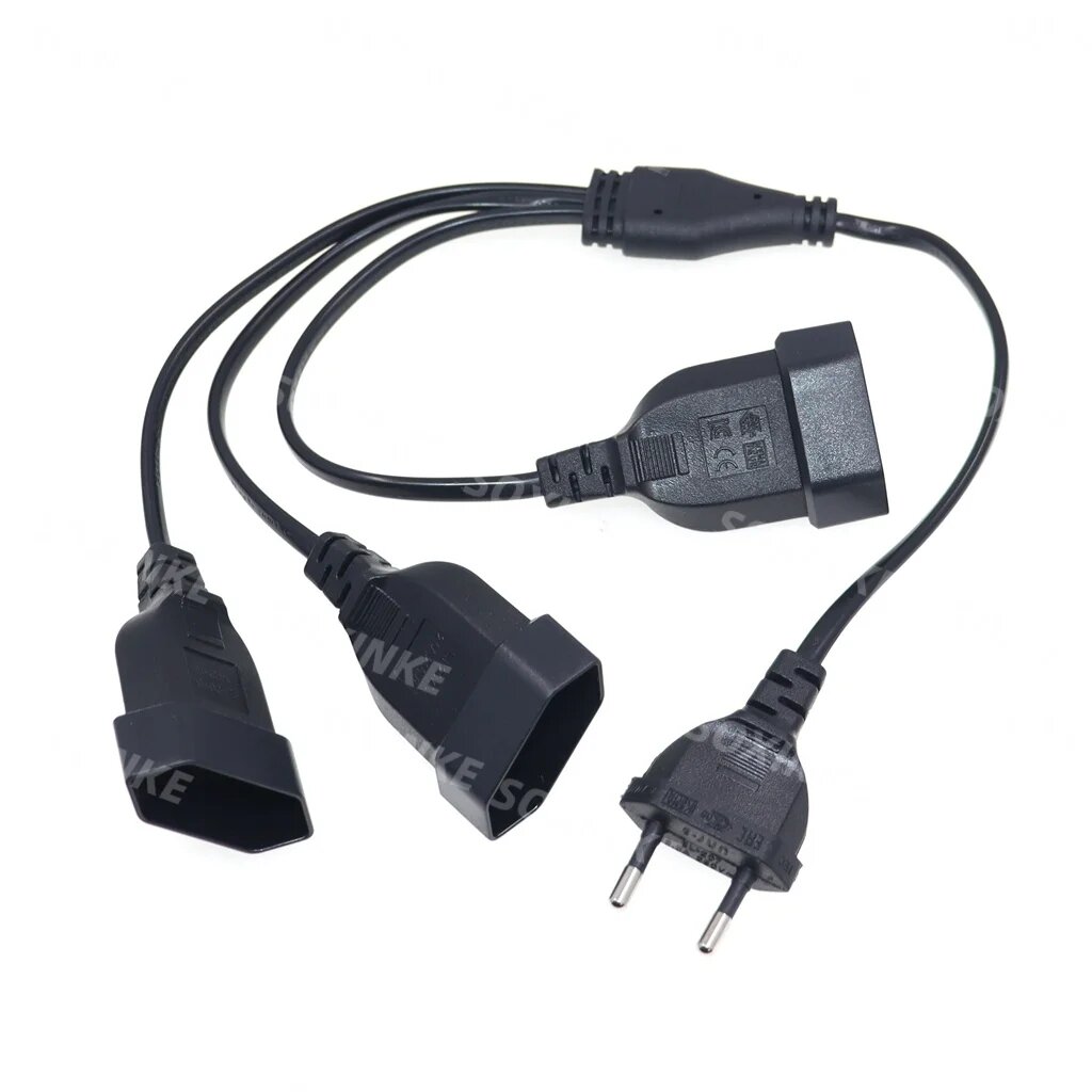 KYMISON Удлинитель кабеля питания CEE7/16 черный 49 см 2.5A 250V Straight 1 to 3