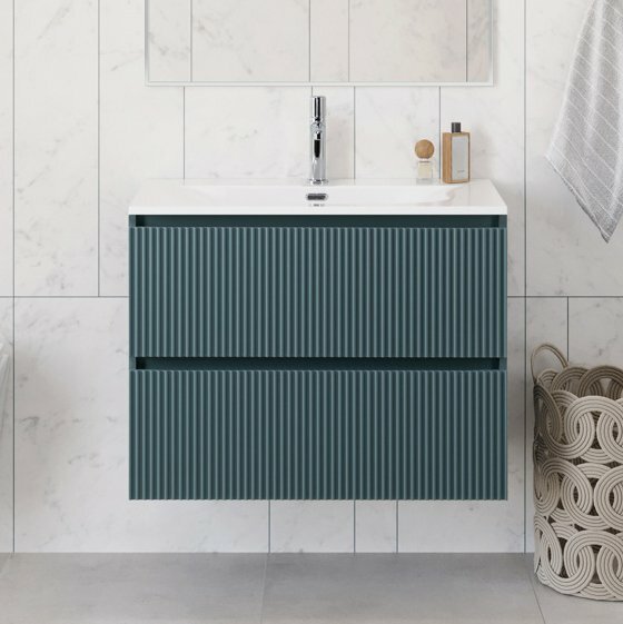 Тумба с раковиной BelBagno Uno 90 подвесная, 2 ящика, матовая голубая