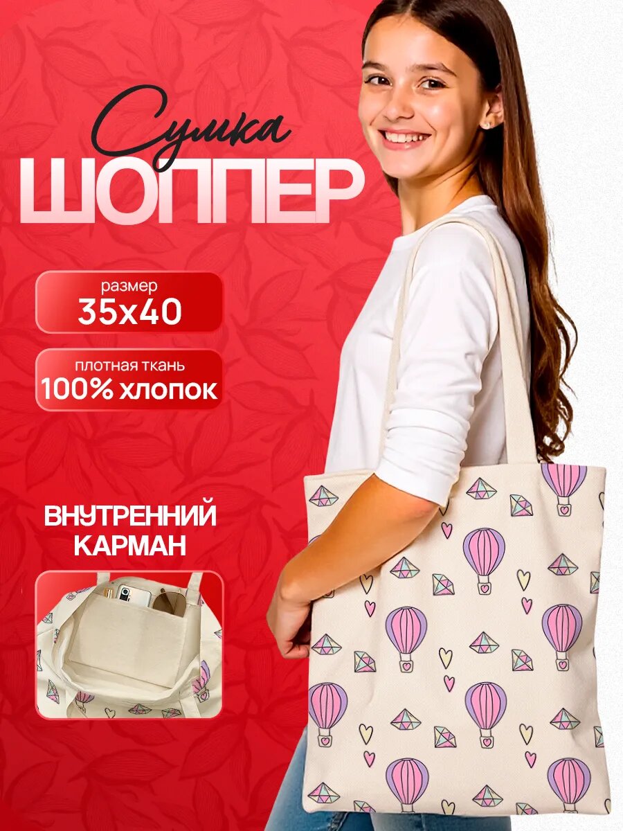 Сумка шоппер Паттерн_ВоздушныеШары_1_35х40_шопперДВУНИТКА_БТ