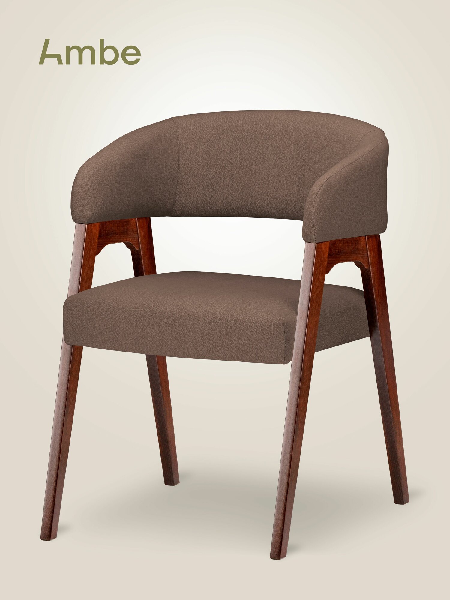 Стул для кухни Ambe Мэйтон, кресло из массива бука, Античный орех, Коричневый велюр