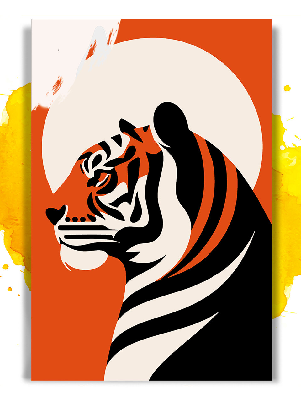 Картина по номерам на холсте Тигр на оранжевом фоне, 40 х 60 см