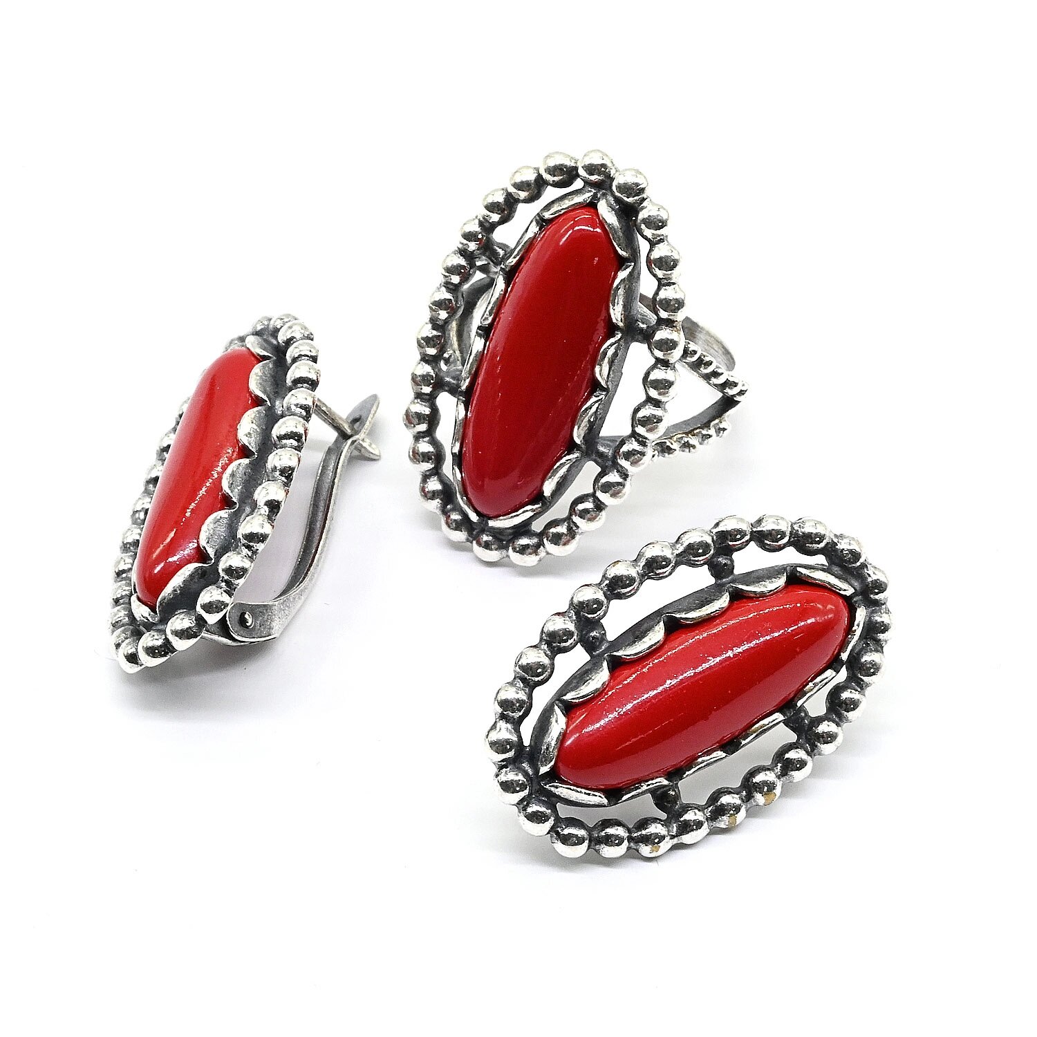Серьги, коралл