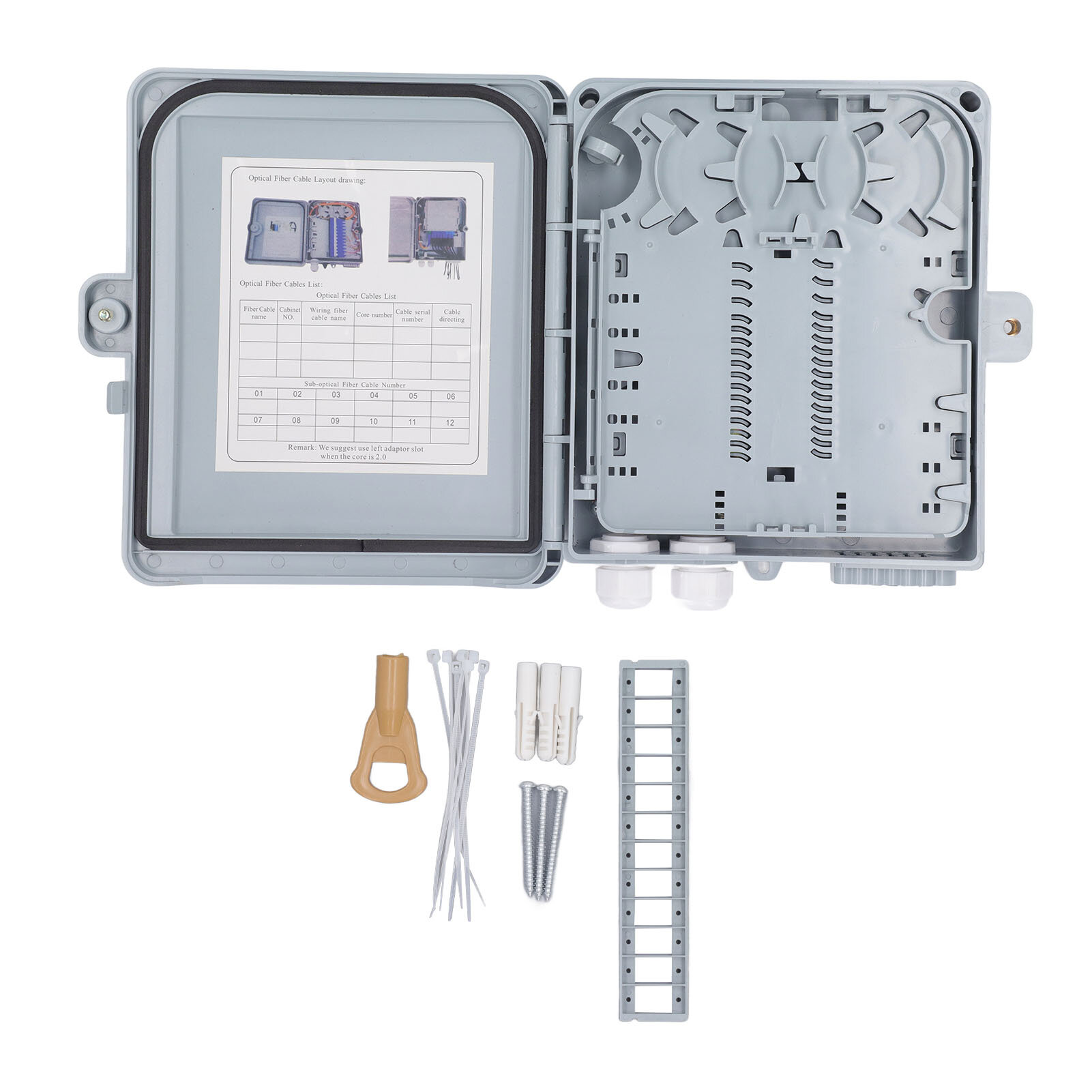 Распределительная коробка оптического волокна 12-ядерная водонепроницаемая оптоволоконная распределительная коробка для ПЛК SC FC