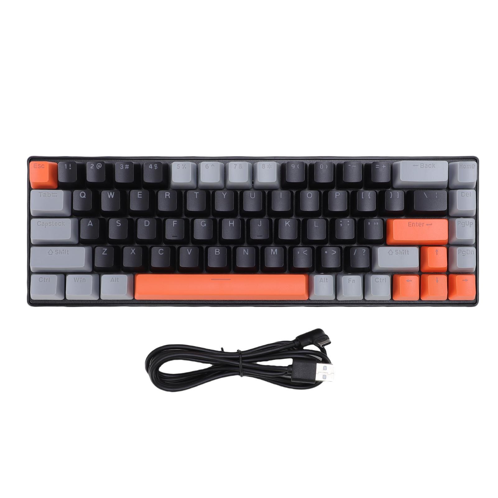 Механическая игровая клавиатура 60 процентов проводных 68 клавиш RGB с синим выключателем для PC Laptop Computer Trichromatic Color K68 Orange Grey Black