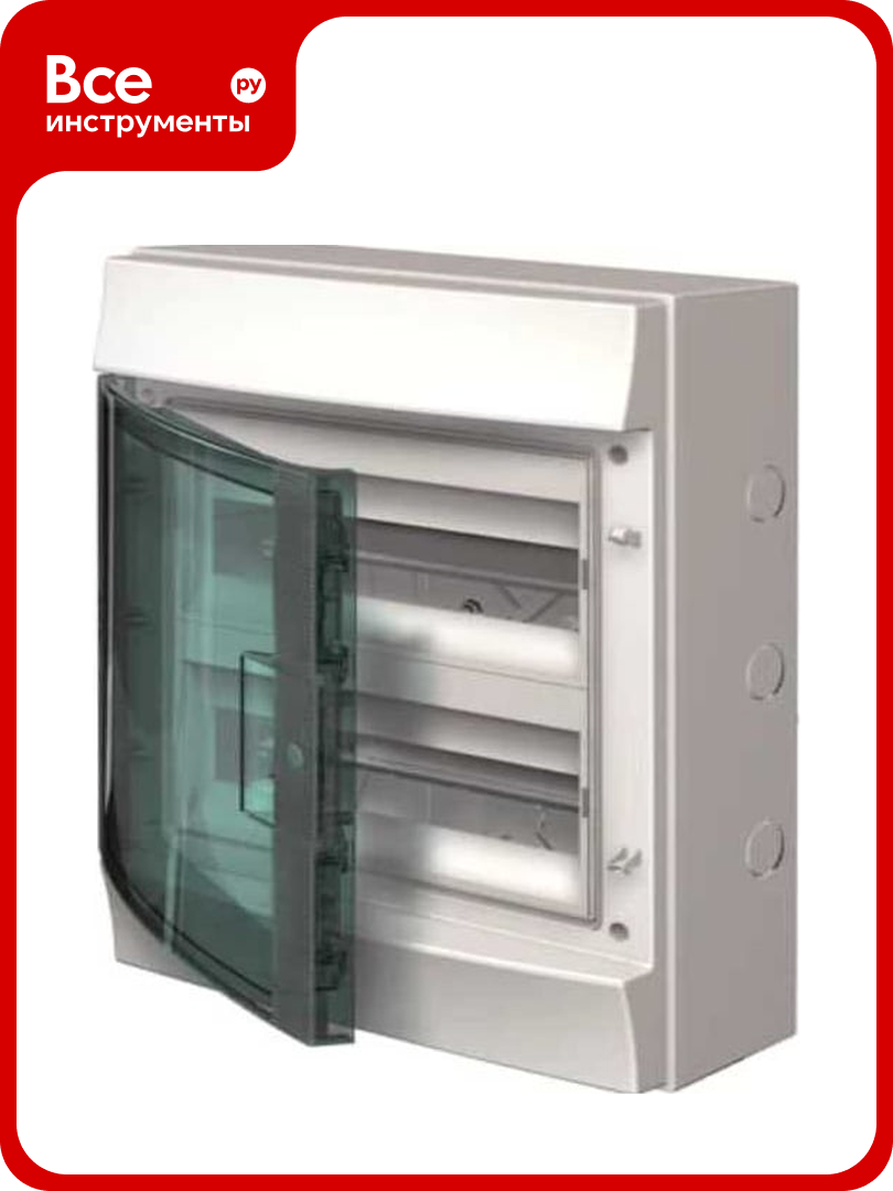 Бокс настенный ABB 24М прозрачная дверь Mistral65 с клемм серый, пластиковый корпус, защита IP65, ревизионное окошко