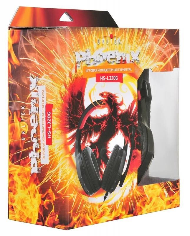 Наушники с микрофоном Oklick Phoenix HS-L320G черный/красный1.9м мониторы оголовье (NO-3000)