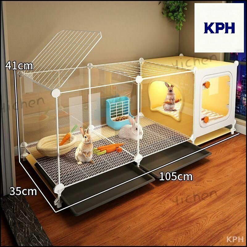 Эксклюзивная большая клетка 105x35x41 см для грызунов с двумя дверцами, где зона туалета разделена на две части для кроликов и морских свинок
