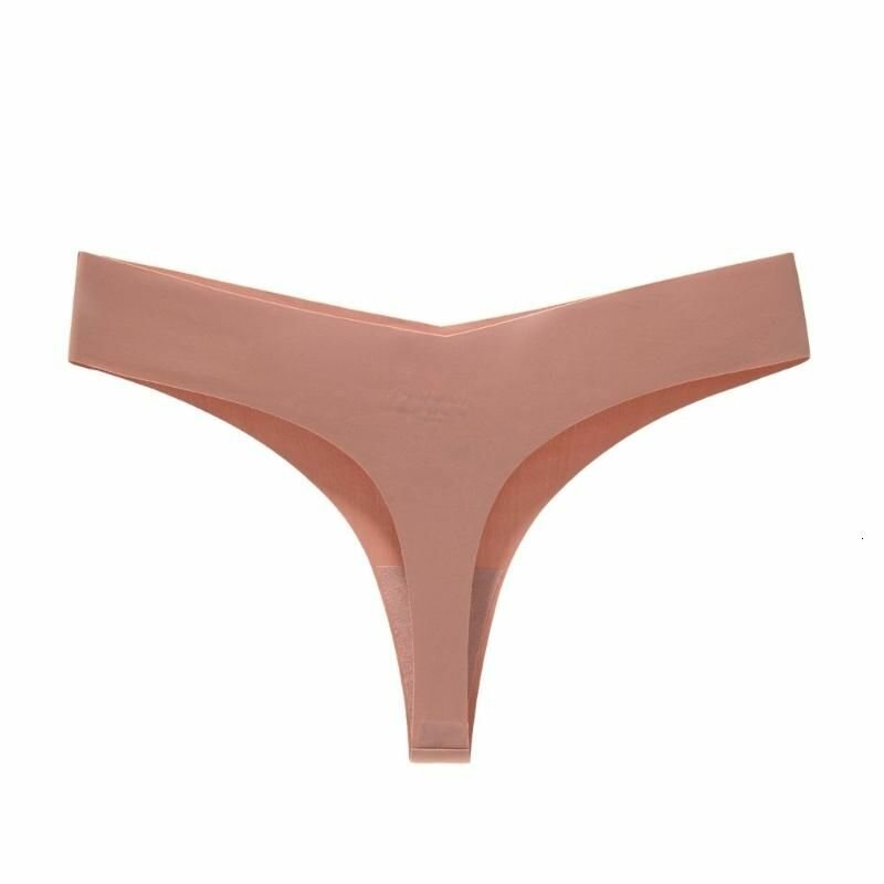 Женские стринги из ледяного шелка, карамель - M