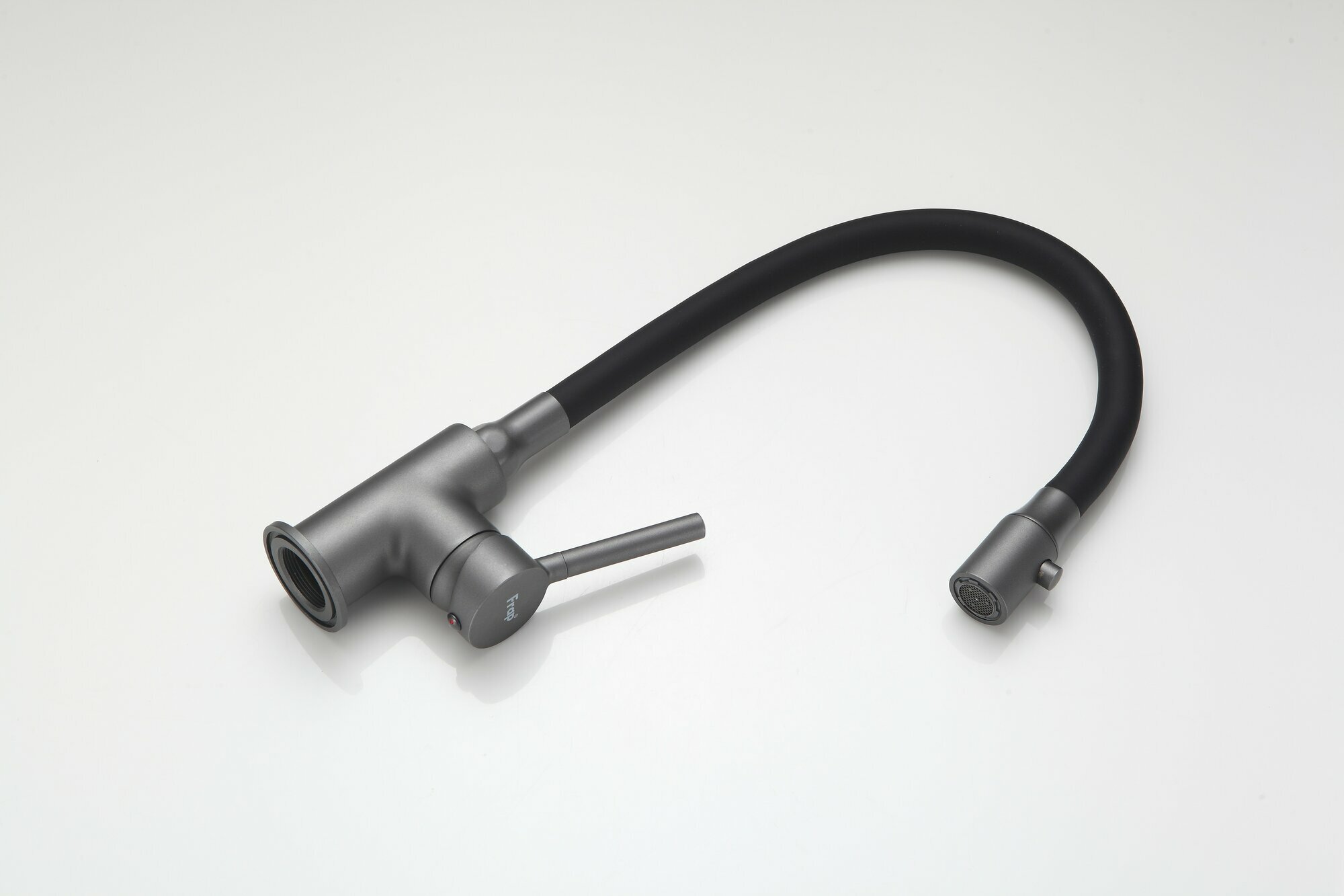 Смеситель для кухни FRAP F40553-7 черный, графит, гибкий излив, латунь, гайка