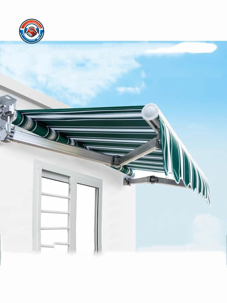 Тент маркиза выдвижная 3х2,5 м, водонепроницаемый ПВХ, алюминиевый каркас, солнцезащитный навес для дачи, террасы и кафе, полосатый дизайн, легкая регулировка тени