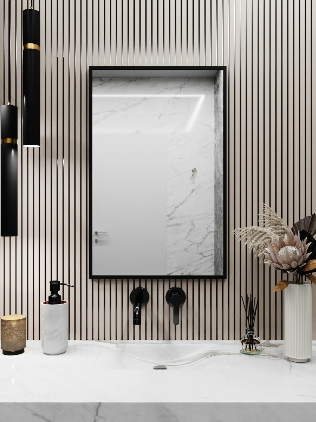 Зеркало настенное 70х50 см. BLX MIRROR в ванную в алюминиевой раме, Черное