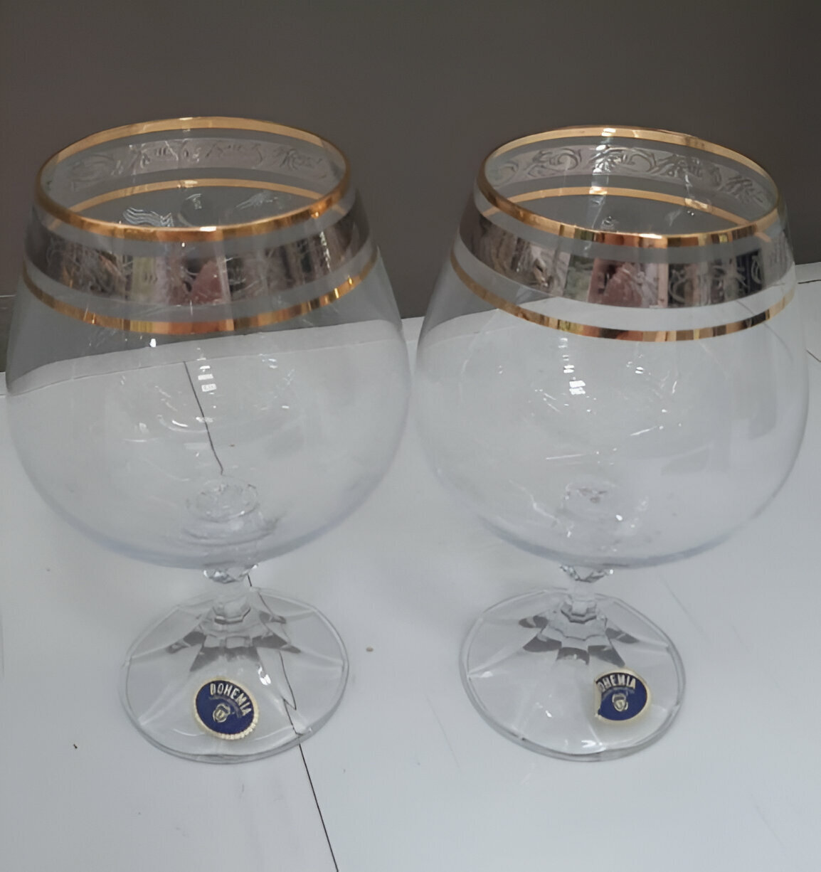 Набор фужеров Bohemia "Джулия", для коньяка, стекло, узор на платине