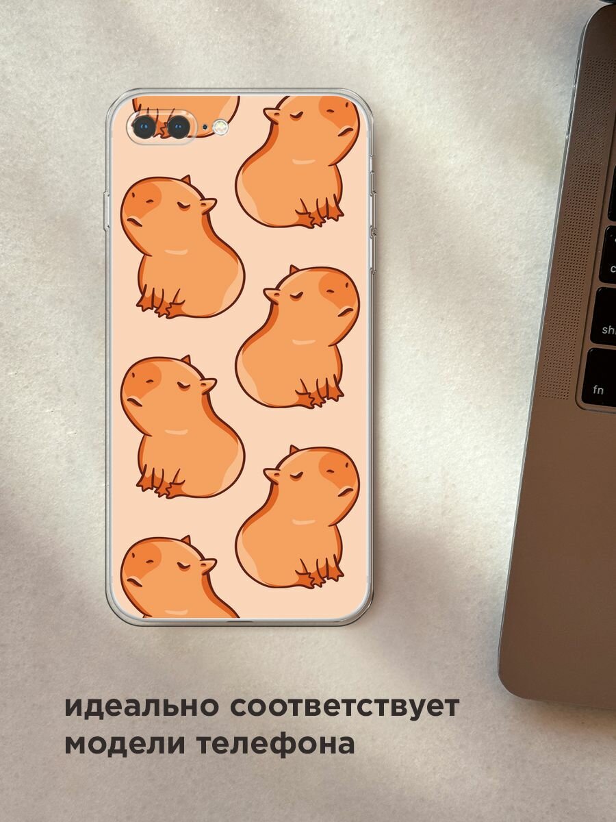 Чехол на Apple iPhone 7 Plus / Айфон 7 Плюс с принтом "Спокойные капибары" — фото 1