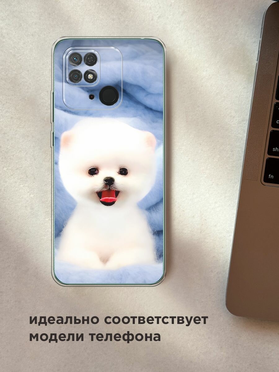 Чехол на Xiaomi Redmi 10C / Сяоми Редми 10C с принтом Белый пёсик — фото 1