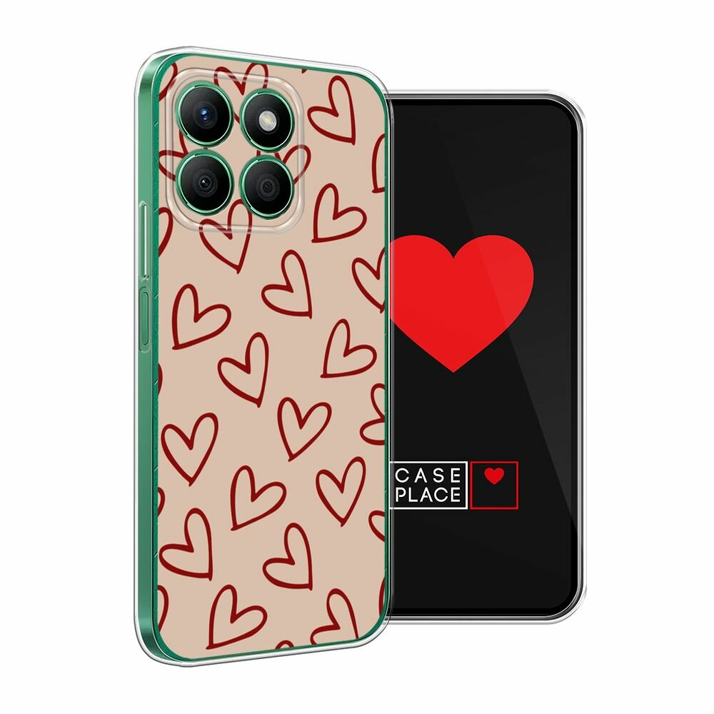 Чехол на Honor X8B / Хонор X8B с принтом "Little hearts doodles 1 - 14 февраля" — фото 1