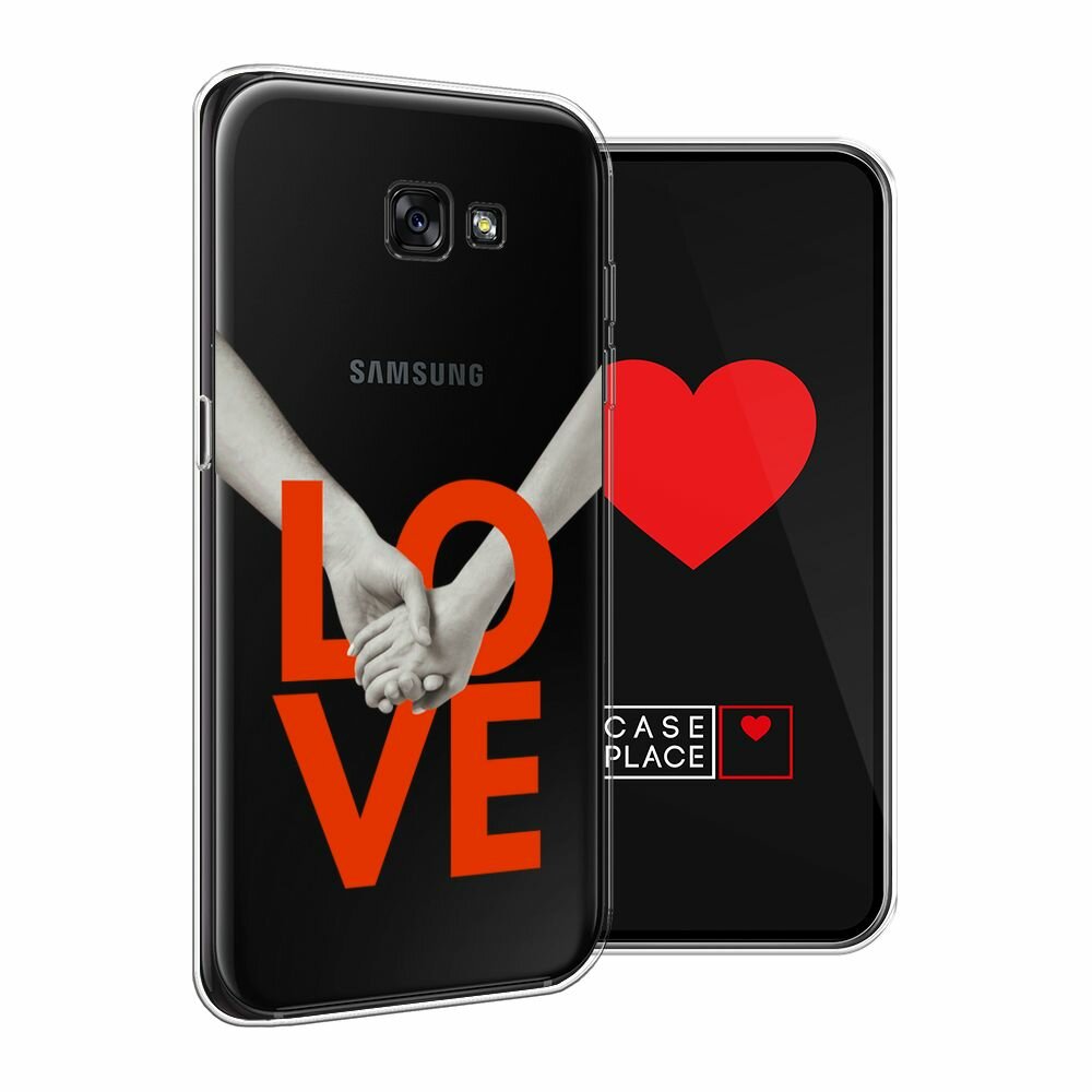 Чехол на Samsung Galaxy A7 2017 / Самсунг Галакси А7 2017 с принтом "Love holding hands - 14 февраля", прозрачный — фото 1