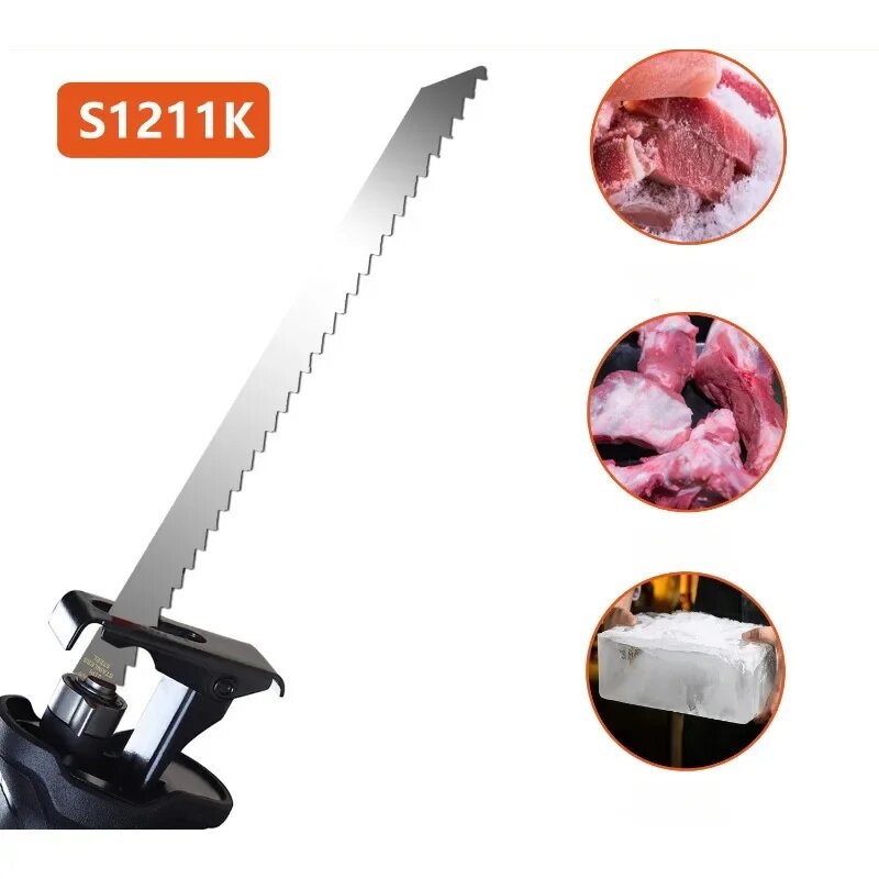 S1211K 12 дюймов 3T полотно сабельной пилы из нержавеющей стали режущее полотно для резки кубиков льда замороженное мясо в пластиковой коробке, 5pcs, Многоцелевой Резки