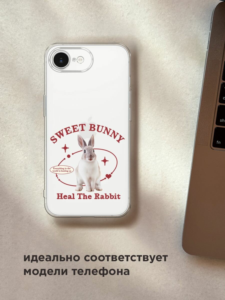 Чехол на Apple iPhone 16e/17e / Айфон 16е/17e с принтом "Heal the rabbit", прозрачный — фото 1