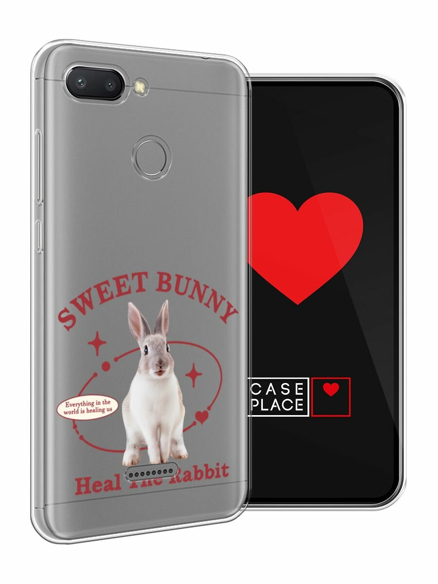 Чехол на Xiaomi Redmi 6 / Сяоми Редми 6 с принтом "Heal the rabbit", прозрачный — фото 1
