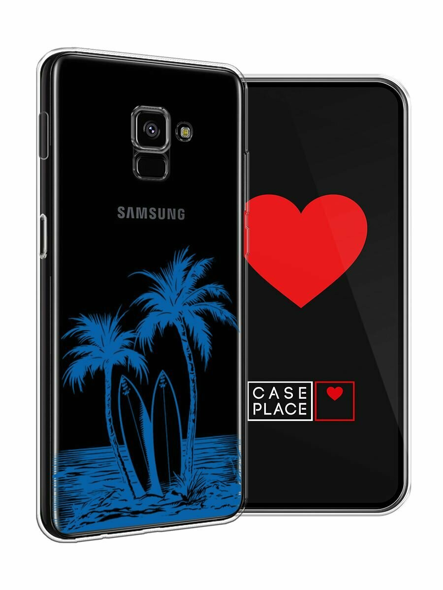 Чехол на Samsung Galaxy A8 + / Самсунг Галакси А8 Плюс 2018 с принтом "Сёрфинг на островах 1", прозрачный — фото 1