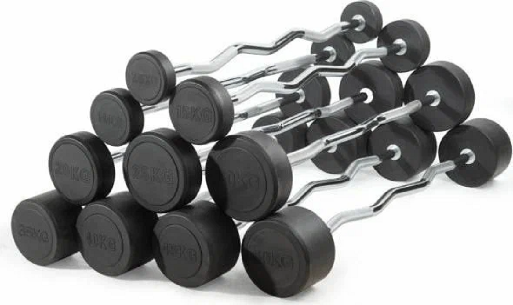 Штанга неразборная обрезиненная 30 кг. Изогнутый гриф. VICTORYFIT VF-DX5300