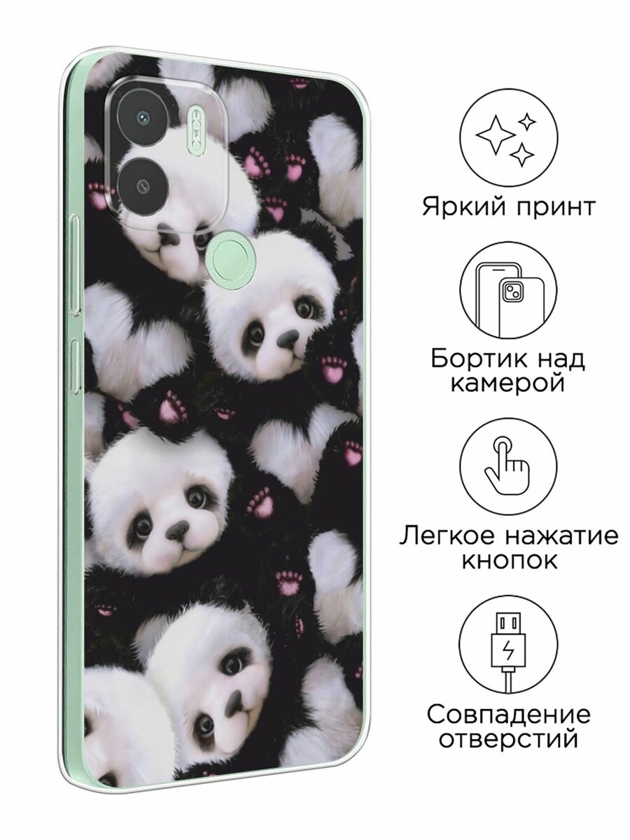 Чехол на Xiaomi Redmi A1+/Redmi A2+/Poco C51/C50 / Редми A1+ с принтом "Море панд" — фото 1