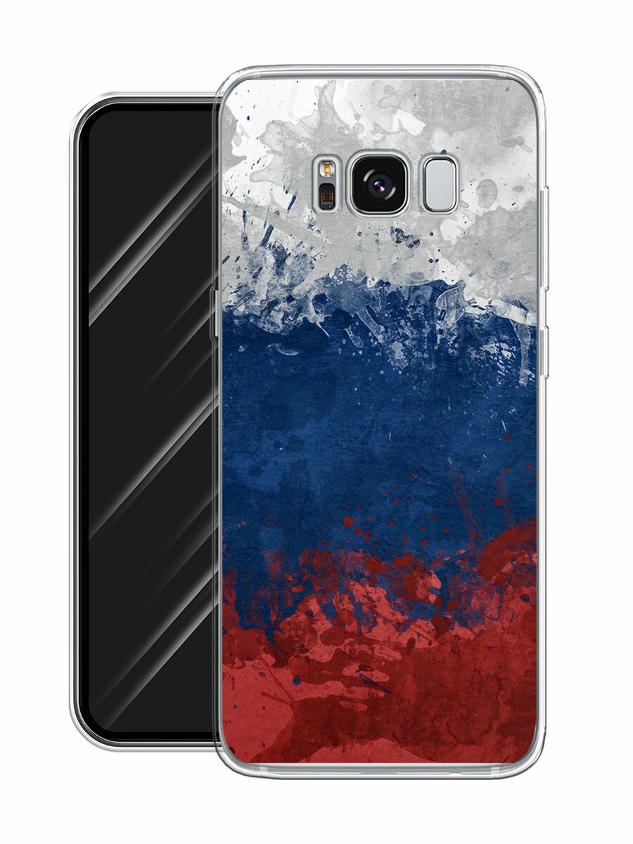 Чехол на Samsung Galaxy S8 / Самсунг Галакси С8 с принтом "Флаг России неровный" — фото 1