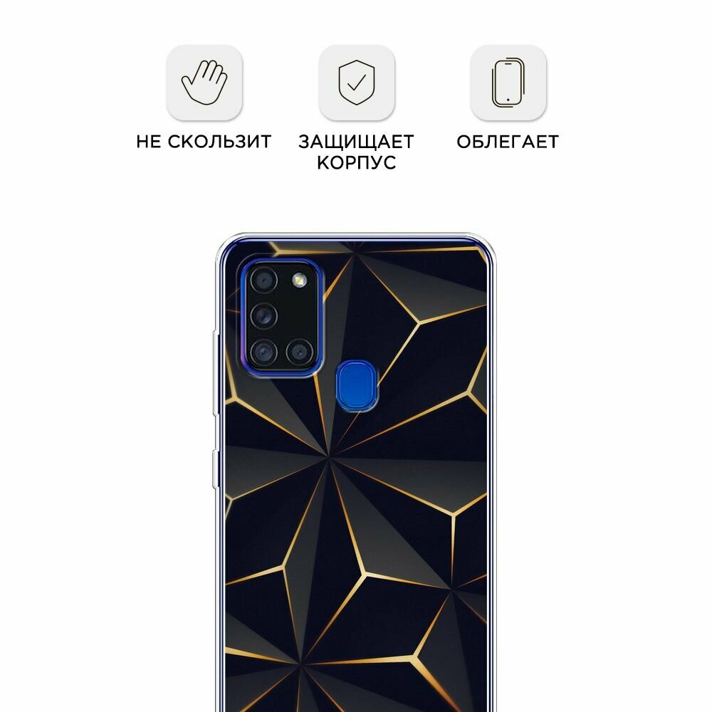 Чехол на Samsung Galaxy A21s / Самсунг Галакси A21s с принтом "Черные полигоны" — фото 1