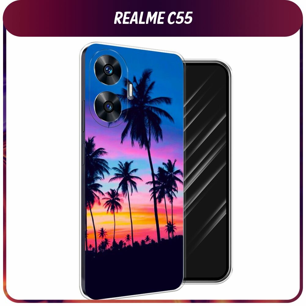 Силиконовый чехол на Realme C55 / Реалми C55 с принтом "Закат 5"