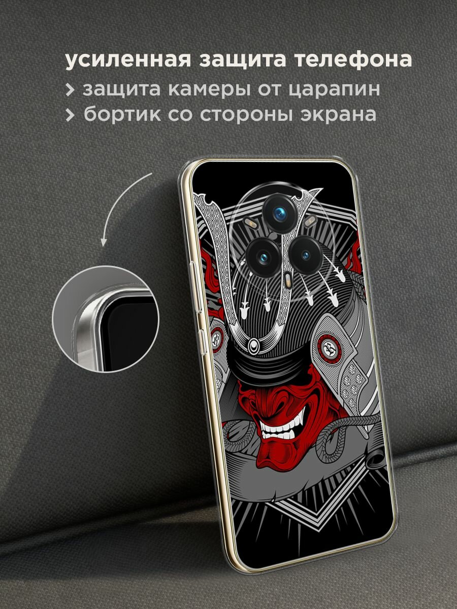 Чехол на Realme 14 Pro+ / Реалми 14 Про+ с принтом "Красная маска самурая" — фото 1