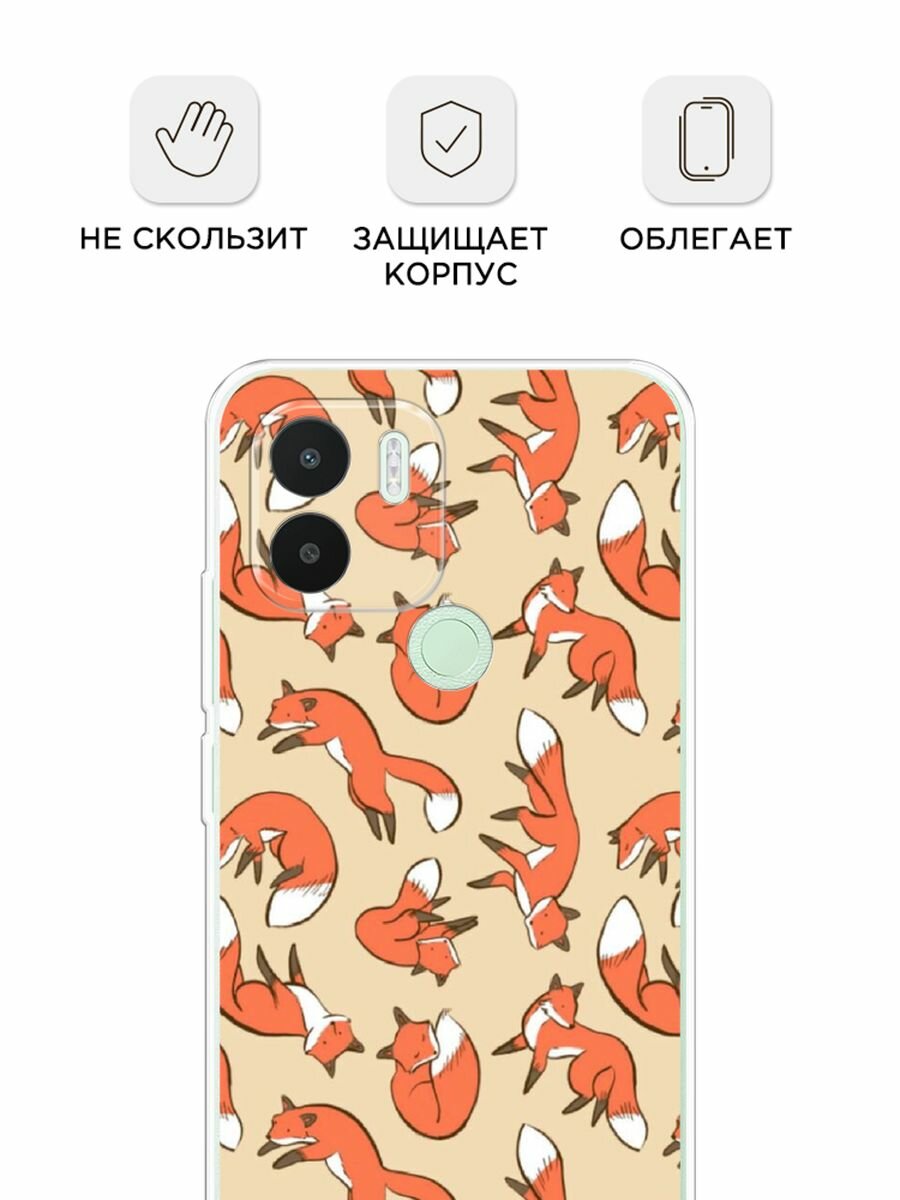 Чехол на Xiaomi Redmi A1+/Redmi A2+/Poco C51/C50 / Редми A1+ с принтом "Лисички фон" — фото 1