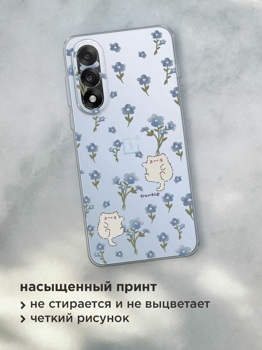 Чехол на OnePlus Nord 5 / Ван Плас Норд 5 с принтом "Gentle cats", прозрачный — фото 1
