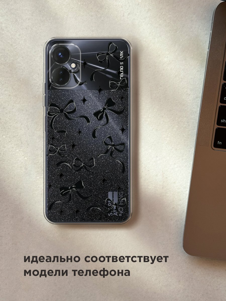 Чехол на Tecno Spark 9 Pro / Техно Спарк 9 Про с принтом "Милые чёрные бантики 4" — фото 1