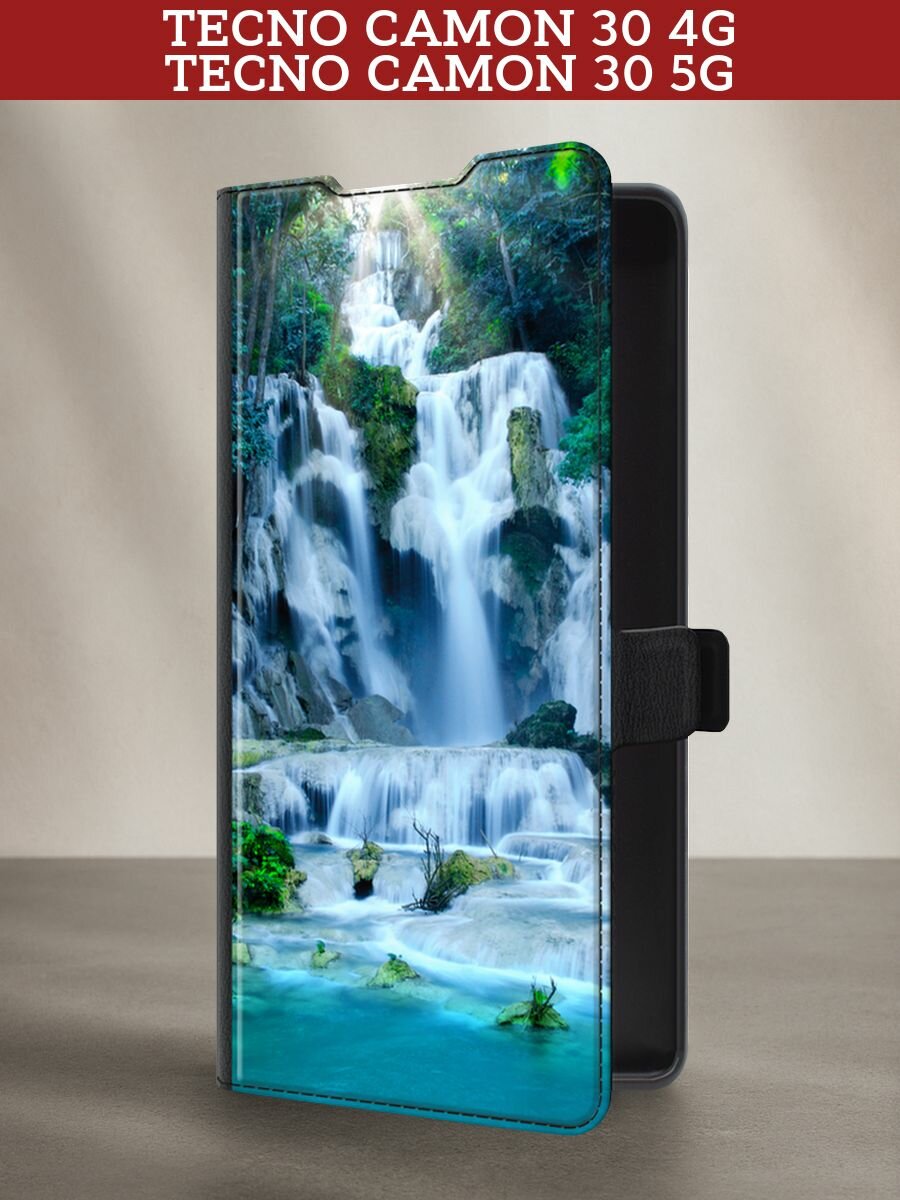Чехол-книжка на Tecno Camon 30 4G/Tecno Camon 30 5G / Текно Камон 30 4G/Текно Камон 30 5G с рисунком "Водопад 8"