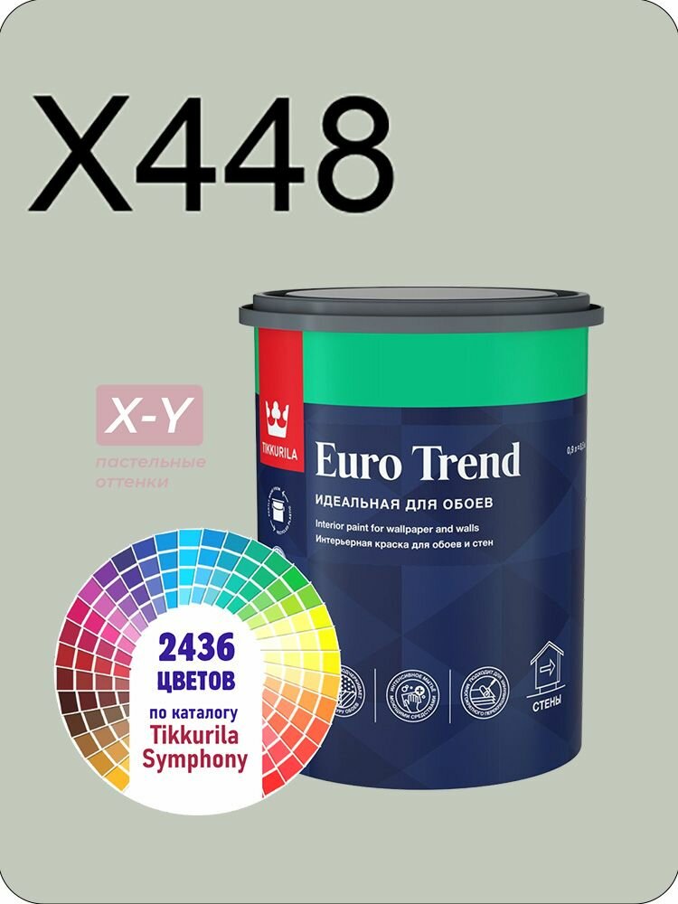 Краска для обоев Tikkurila Euro Trend 0,9л. пастельные оттенки X448