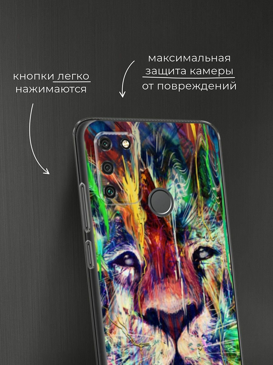 Силиконовый чехол на Honor 9A / Хонор 9А с принтом "Лев арт 6" — фото 1