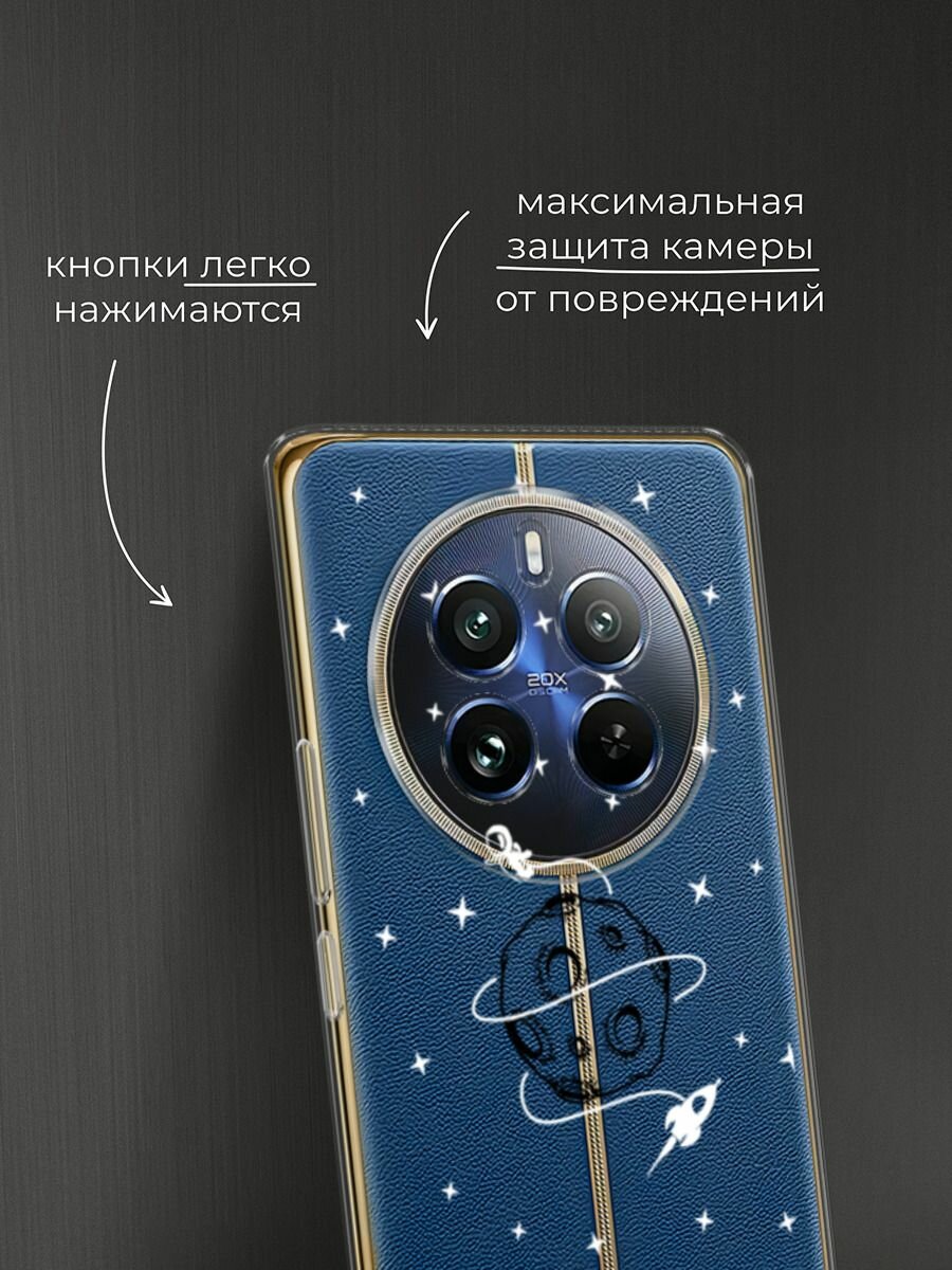 Чехол на Realme 12 Pro / Реалми 12 Про с принтом "Полет вокруг луны", прозрачный — фото 1
