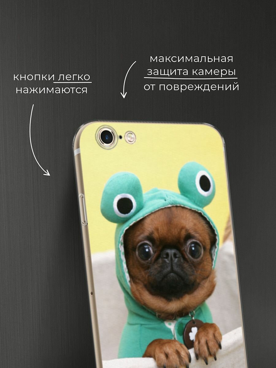 Чехол на Apple iPhone 6 Plus/6S Plus / Айфон 6 Плюс/Айфон 6С Плюс с принтом "Собачка в шапке лягушки" — фото 1
