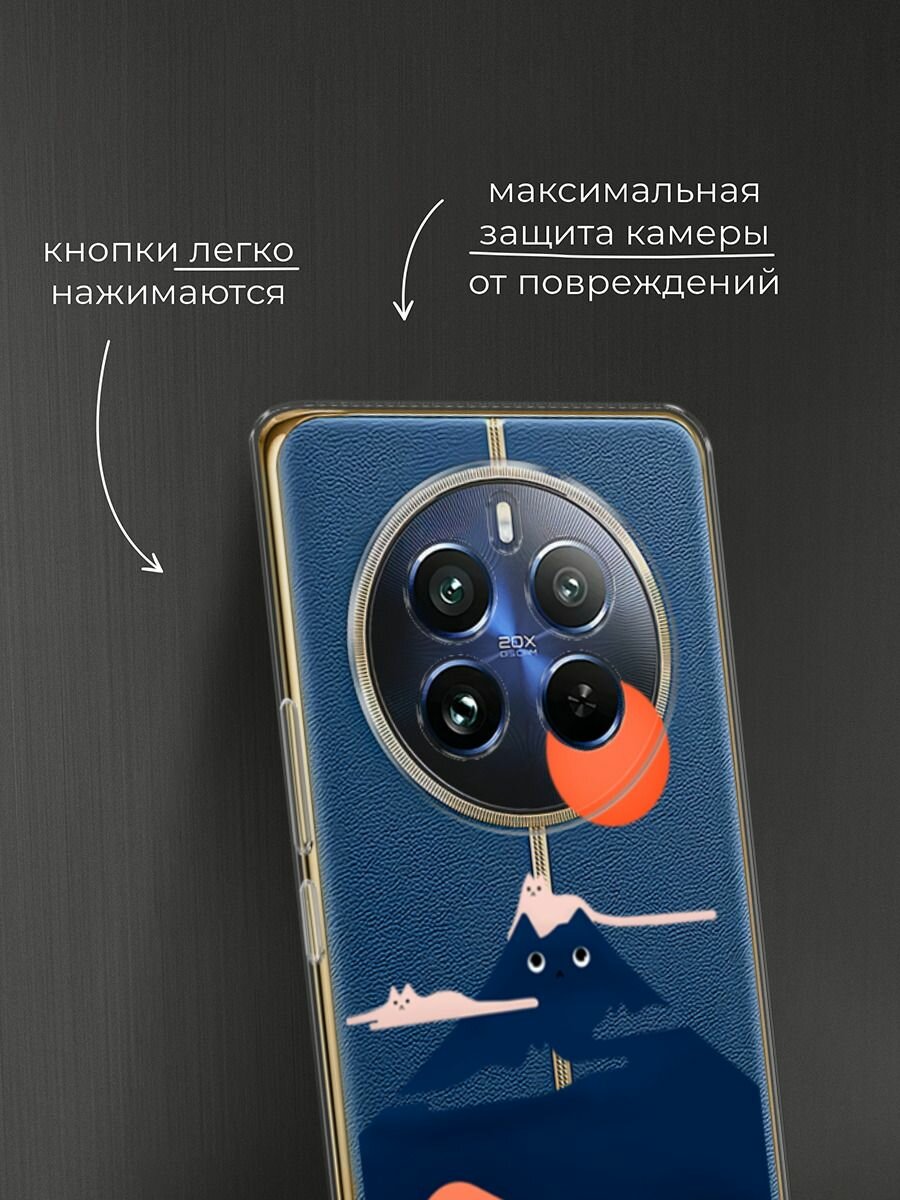 Чехол на Realme 12 Pro / Реалми 12 Про с принтом "Кот-гора", прозрачный — фото 1