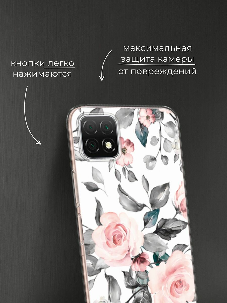 Силиконовый чехол на Wiko T3 / Вико Т3 с принтом "Розы на белом" — фото 1