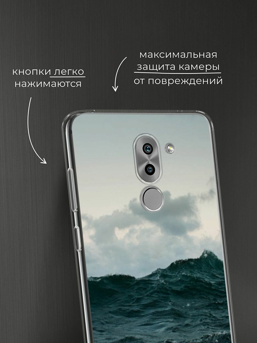 Силиконовый чехол на Honor 6X / Хонор 6Х с принтом "Волны 11" — фото 1