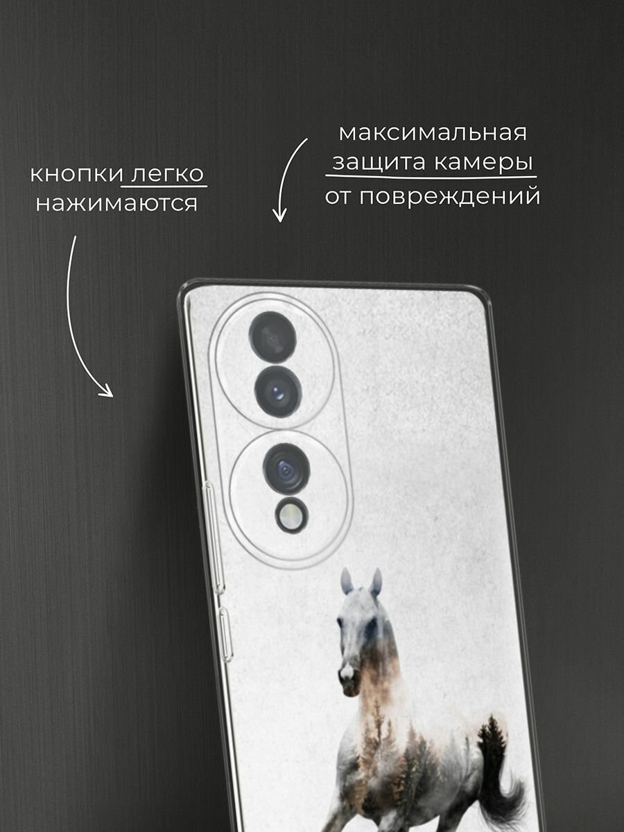 Силиконовый чехол на Honor 70 / Хонор 70 с принтом "Лошадь лес" — фото 1