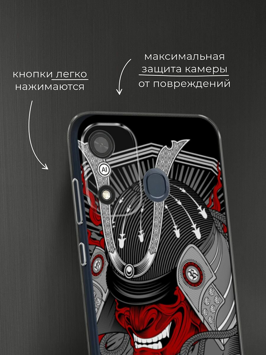 Чехол на Itel A27 / Ител А27 с принтом "Красная маска самурая" — фото 1