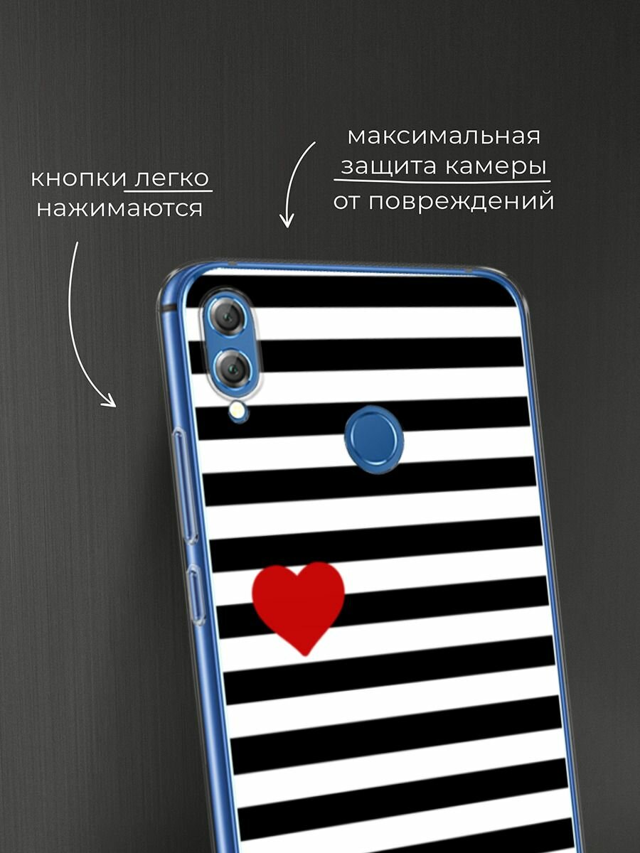 Силиконовый чехол на Honor 8X / Хонор 8Х с принтом "Красное сердце" — фото 1