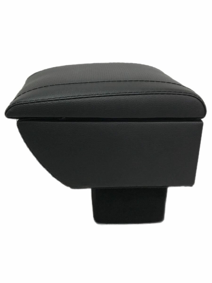 Подлокотник Chevrolet niva (2009-2014) с вставкой в подстаканник (черный, перфорированная крышка), кожаный, для шевроле нива