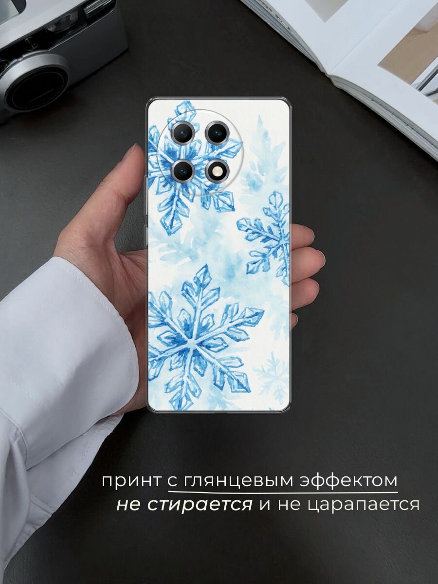 Чехол на Tecno Camon 30S / Текно Камон 30S с принтом "Акварельные снежинки" — фото 1