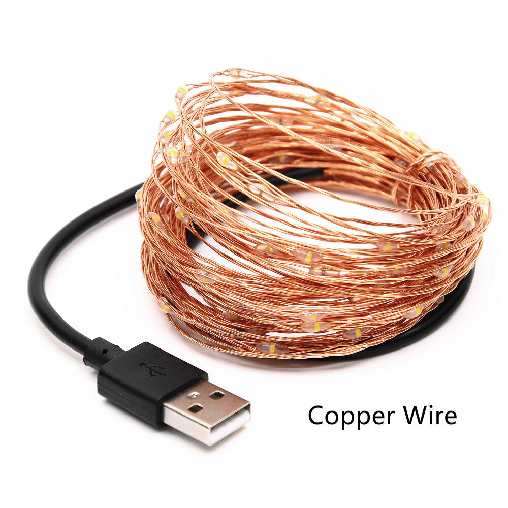 20M USB LED Micro Rice Wire Медная Струна Fairy Light Party Decor Рождественский Подарок